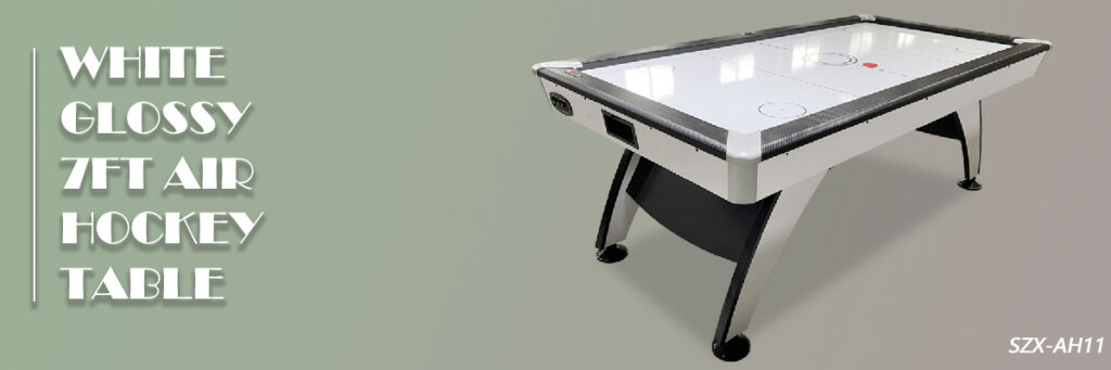White Glossy 7ft Sportcraft Air Hockey Table Full Size For Sale